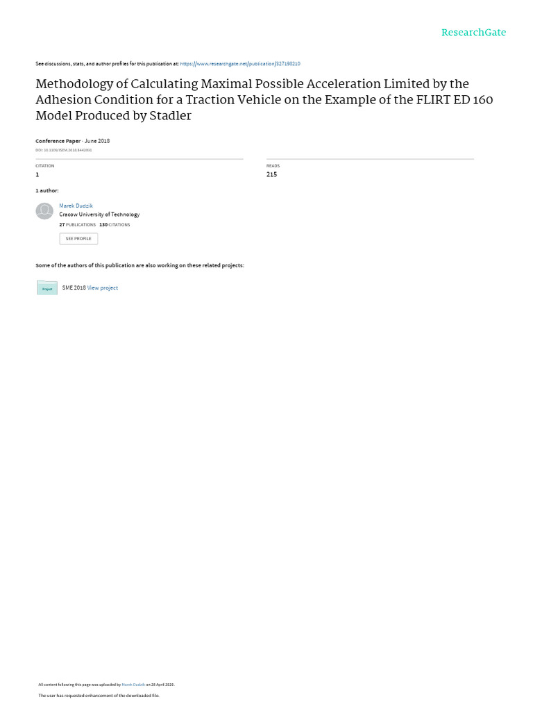 Maximal Acceleration Method for Traction Vehicles | PDF | Mass | Friction