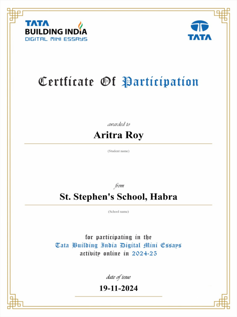 Aritra Roy - Certificate - of - Participation | PDF