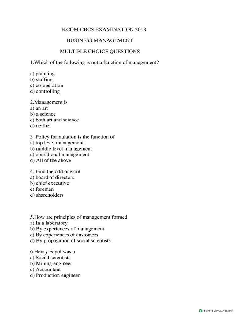 MCQ Business Management | PDF