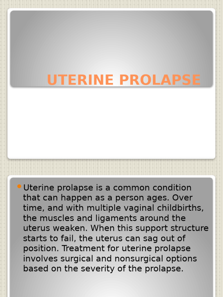 Uterine Prolapse | PDF | Vagina | Urinary Incontinence