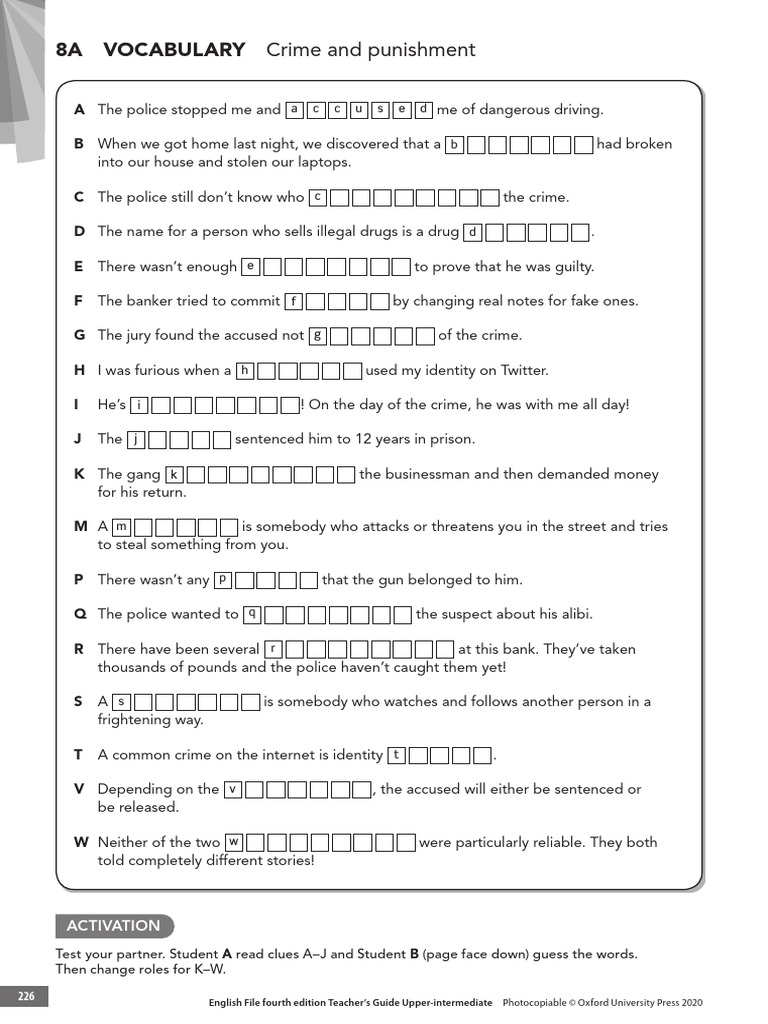 Crime and Punishment Vocabulary Guide | PDF | Deviance (Sociology ...