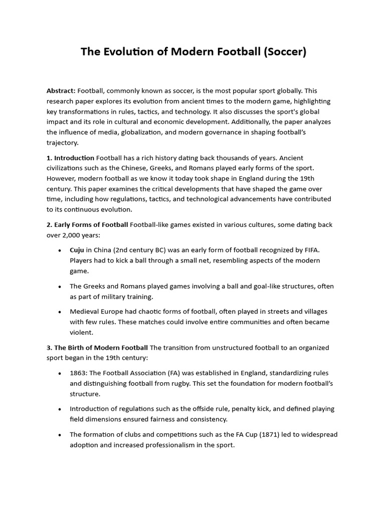 Evolution of Modern Football History | PDF | Association Football | Sports
