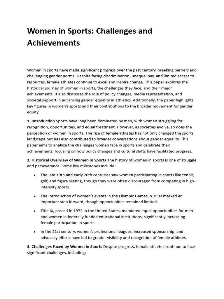 Women in Sports | PDF | Sports | Gender