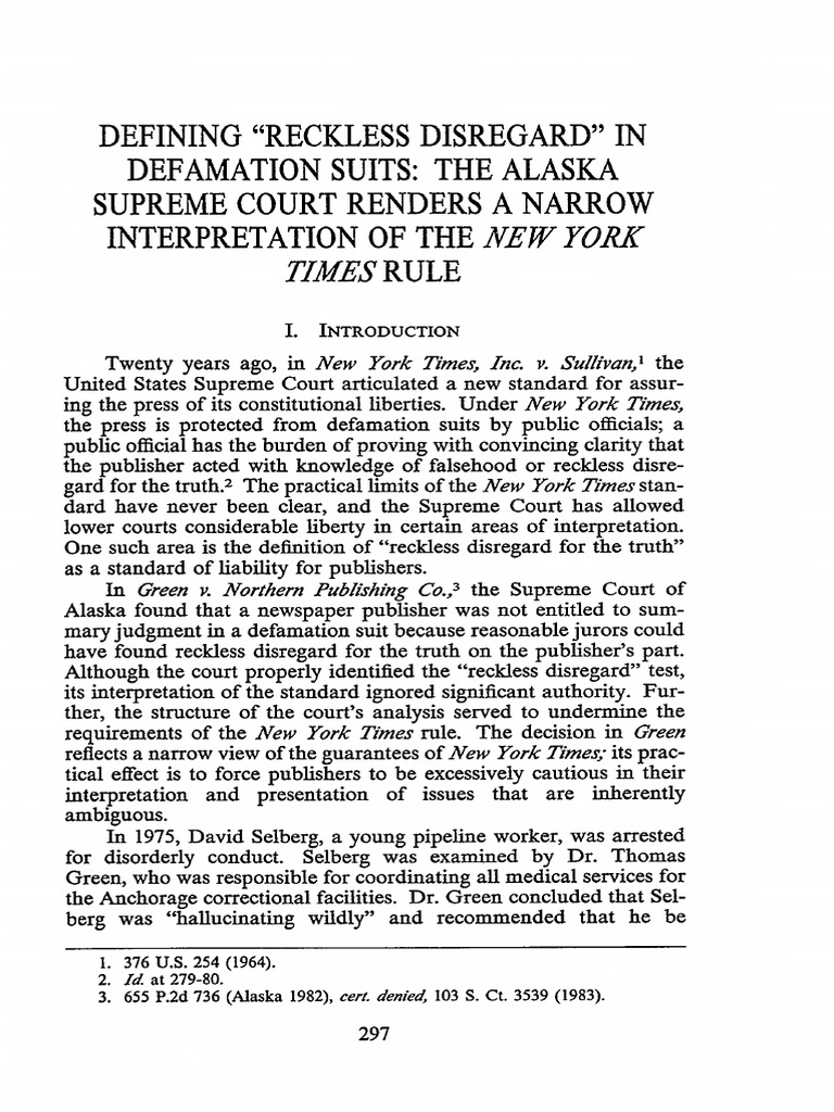 _Defining Reckless Disregard in Defamation Suits_ The Alaska Supre[1 ...