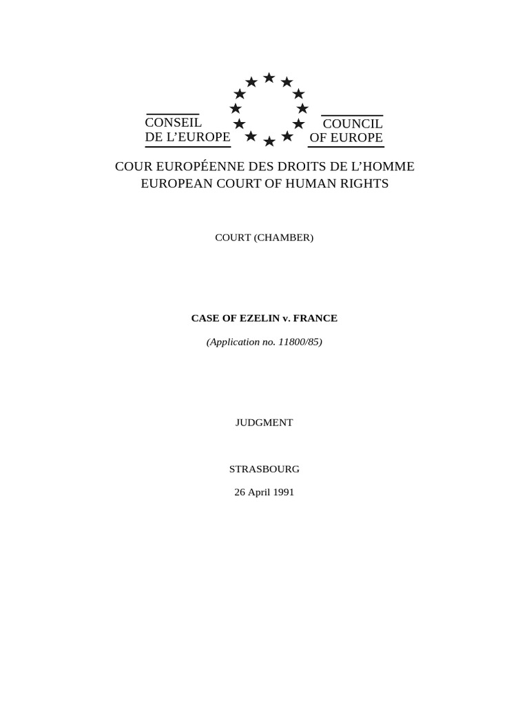 CASE OF EZELIN v. FRANCE | PDF | Criminal Procedure In South Africa ...
