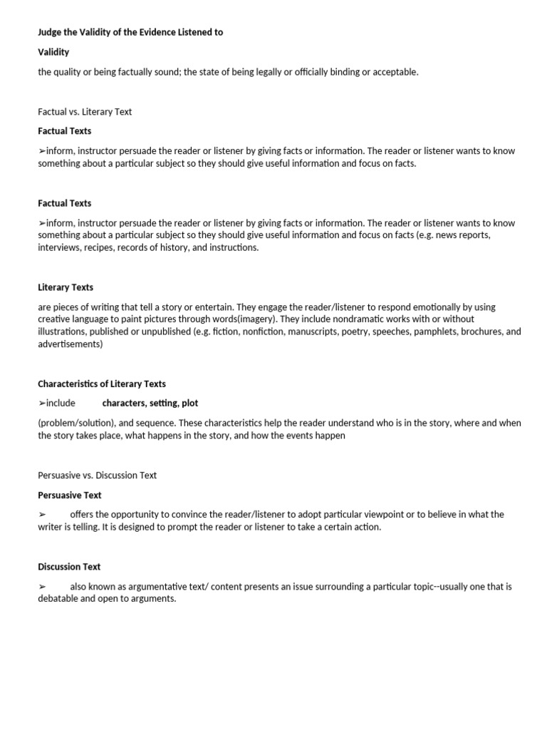 Evaluating Evidence in Argumentative Texts | PDF | Evidence | Argument