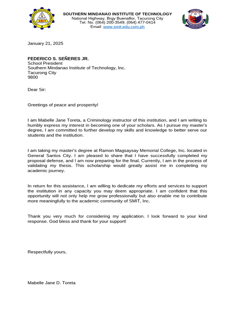 Letter For Masteral Scholar | PDF