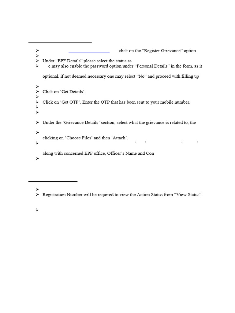 PF Grievance Registration Guide | PDF