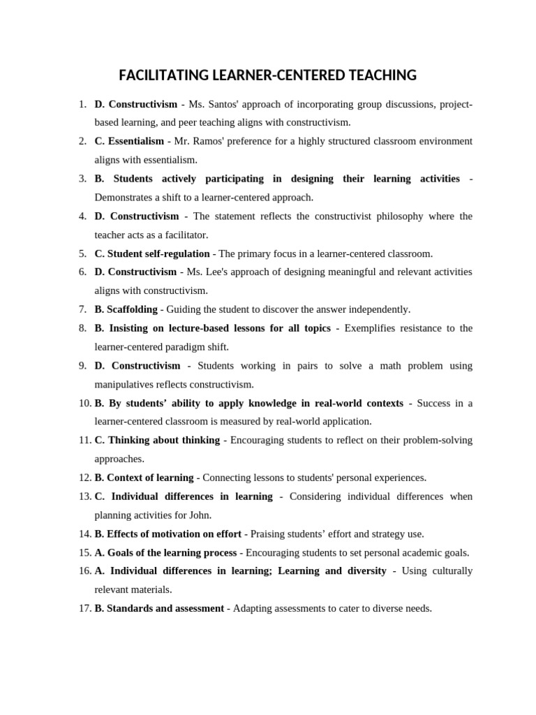 Facilitating Learnerfinal Exam | PDF | Constructivism (Philosophy Of Education) | Learning