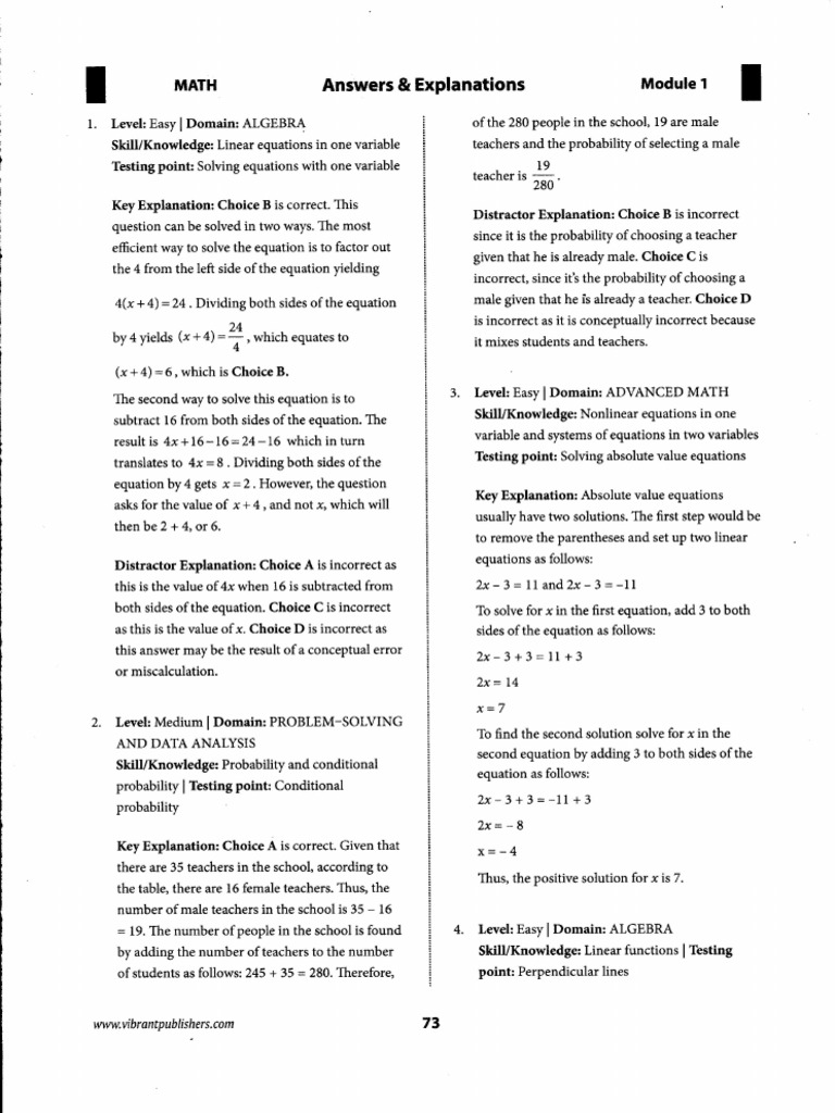 Digital SAT Math Module 2 Answer | PDF