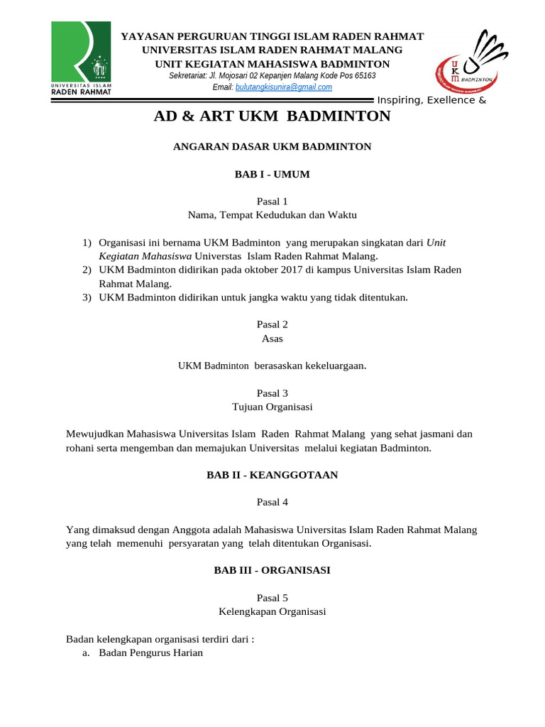 Adart Ukm Badminton-2 | PDF