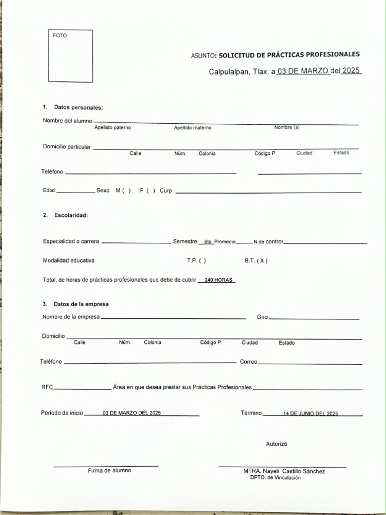 ASUNTO SOLICITUD DE PRÁCTICAS PROFESIONALES | PDF