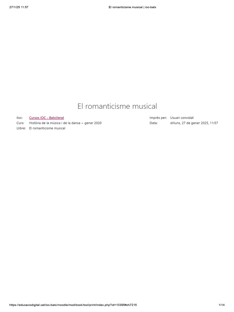 El Romanticisme Musical - Ioc-Batx | PDF