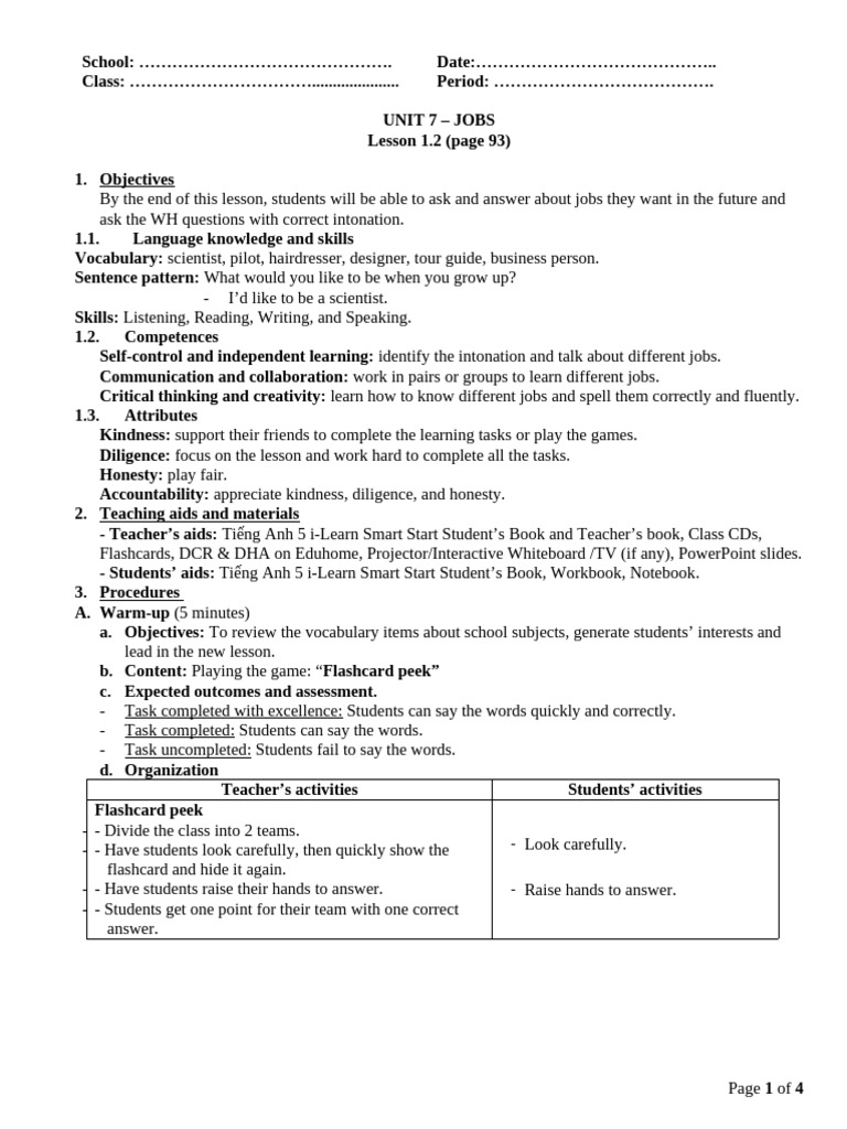 Unit 7 - Lesson 1.2 - Page 93 | PDF | Teachers | Cognitive Science