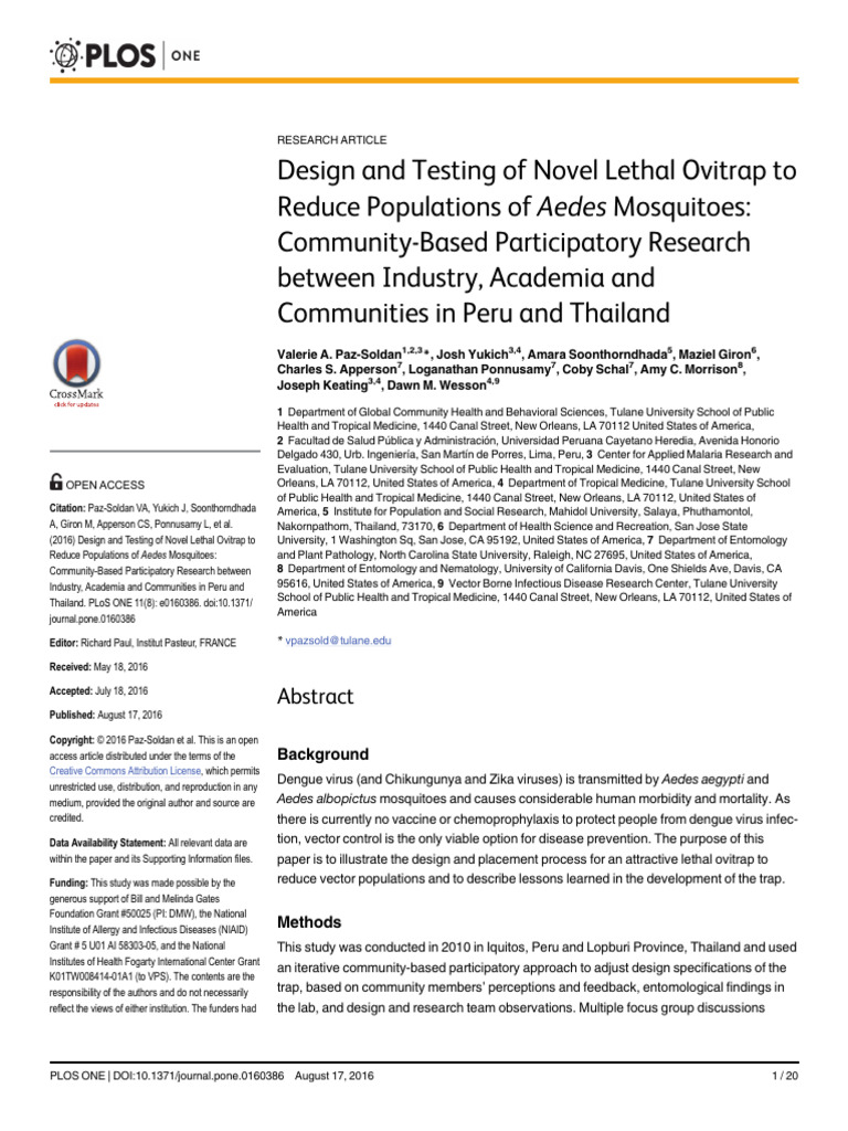 Design and Testing of Novel Lethal Ovitrap To Reduce Populations of ...