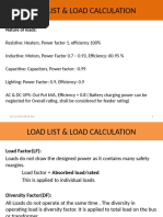 Load List Calculation | PDF | Electric Power System | Force