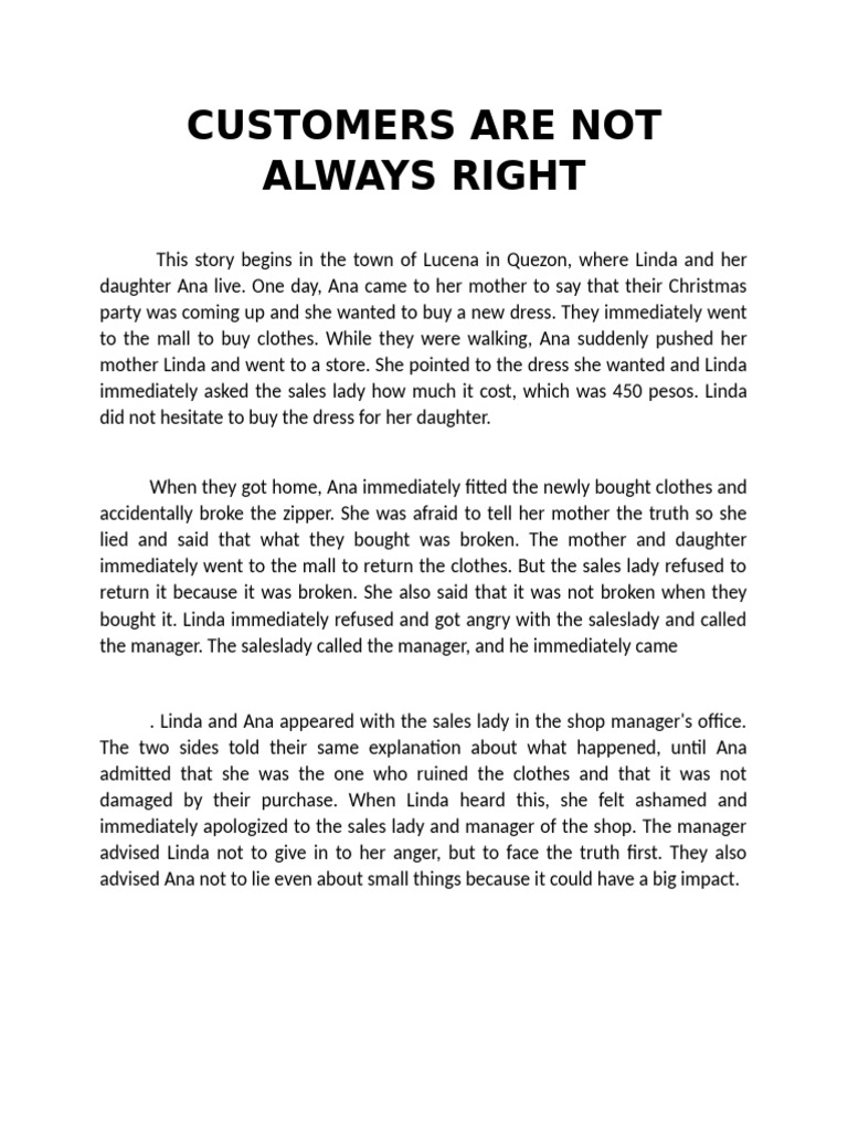 Customers Are Not Always Right | PDF