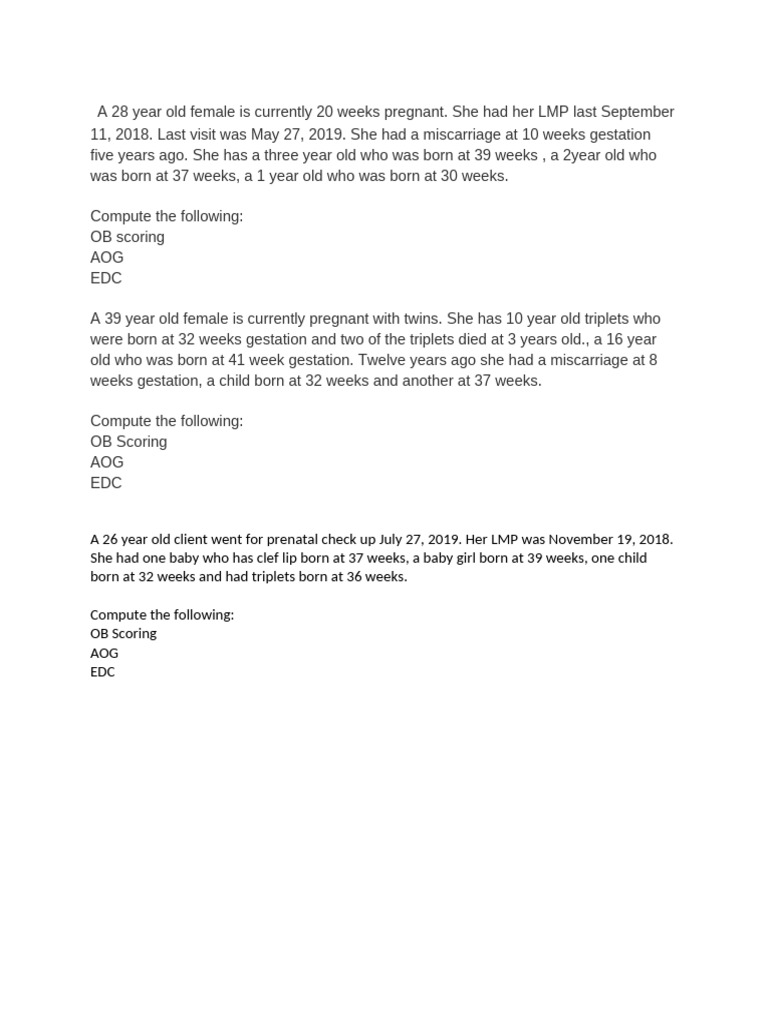 Sample Computation OB Scoring | PDF