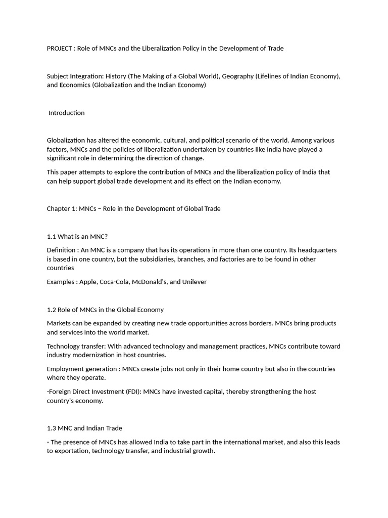 Project SST | PDF | Multinational Corporation | Economy Of India