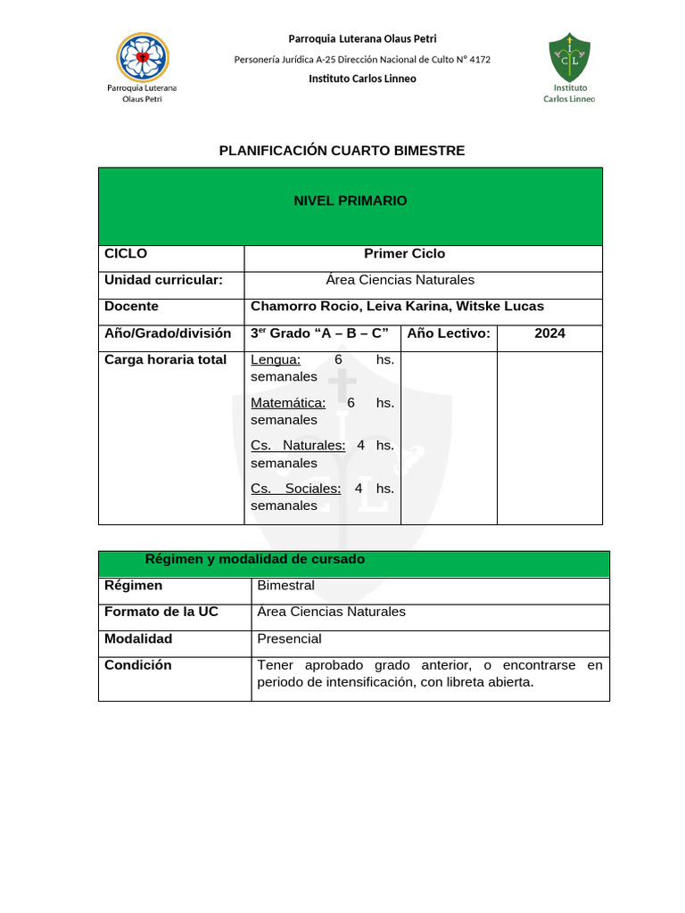 Planificación Ciencias Naturales 3er Grado | PDF | Maestros | Enseñando