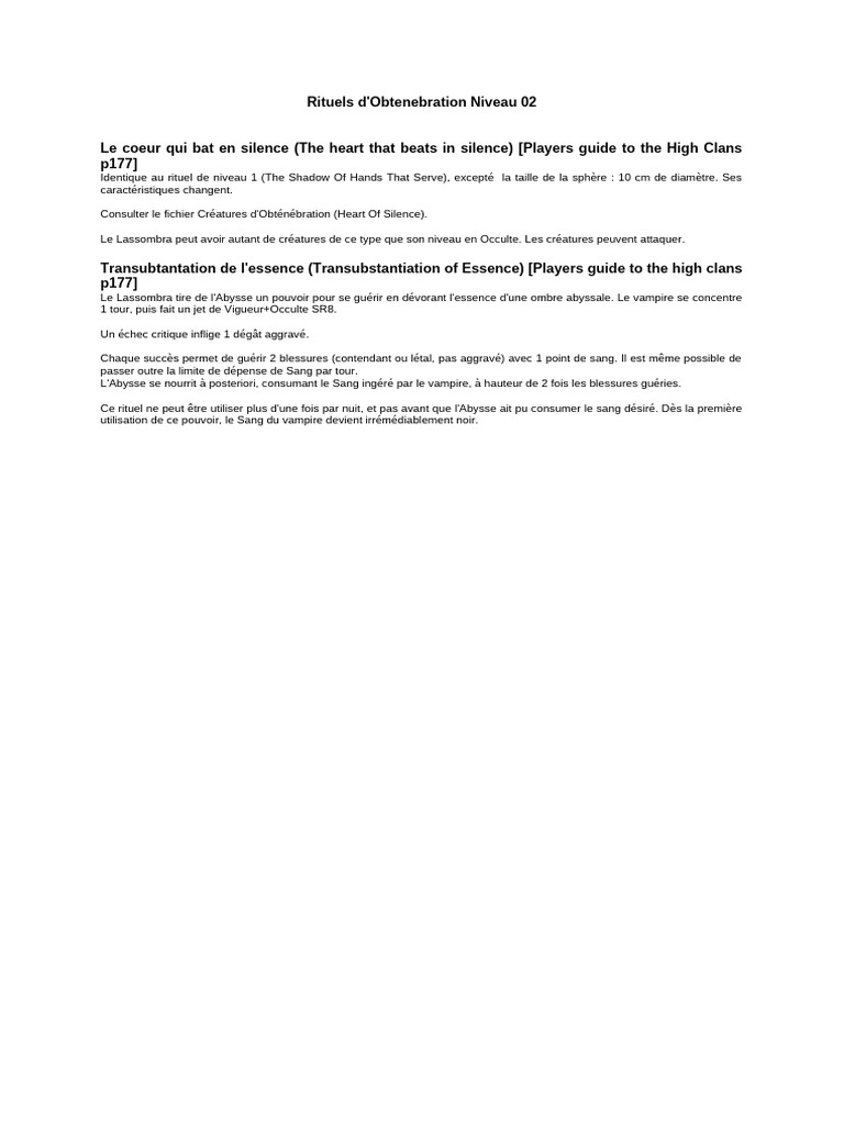 Rituels D'obtenebration Niveau 02 | PDF