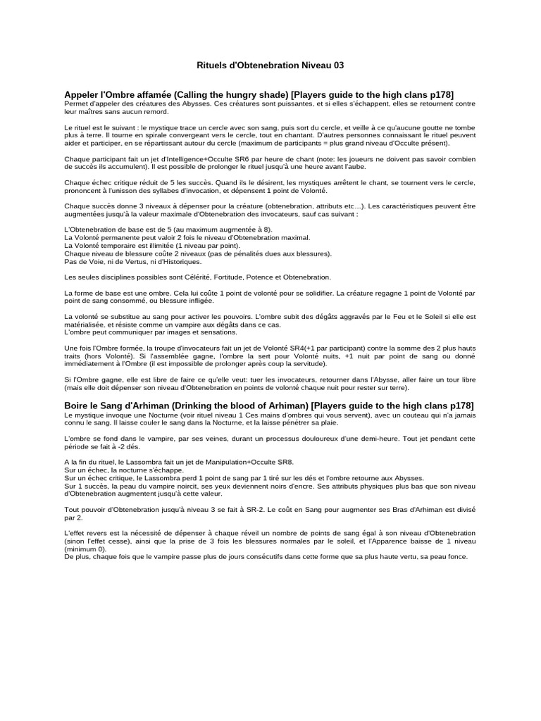 Rituels d'Obtenebration Niveau 03 | PDF