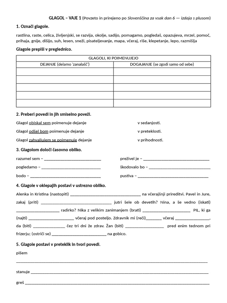 Glagol - Vaje 1 - 24-25 | PDF