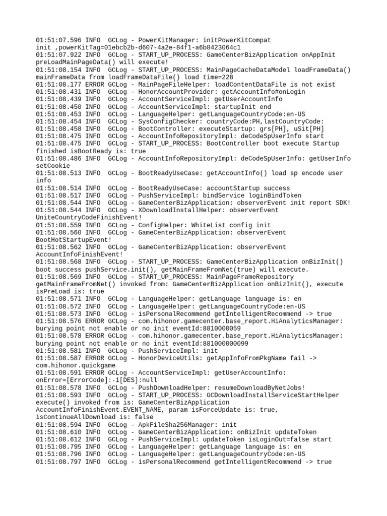 GameCenter Application Startup Log | PDF | Software Engineering | World Wide Web