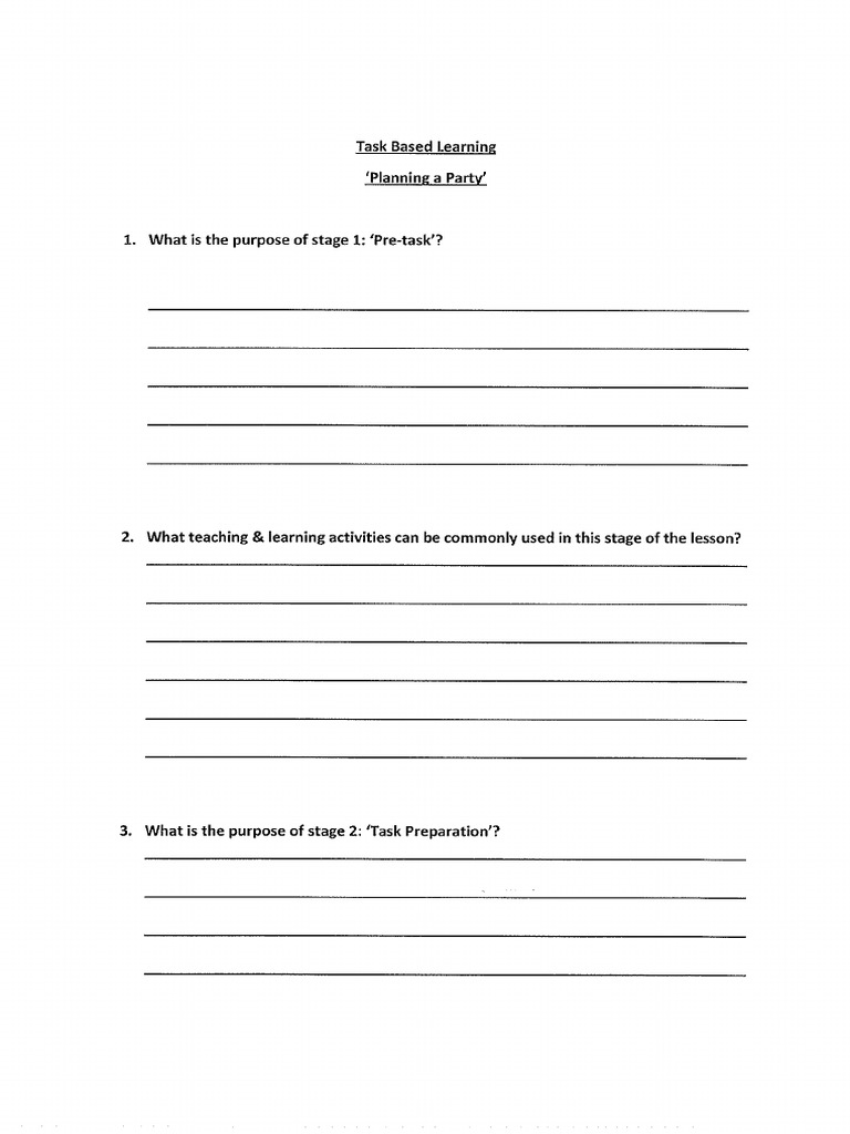 TBL Lesson Analysis Planning A Party | PDF