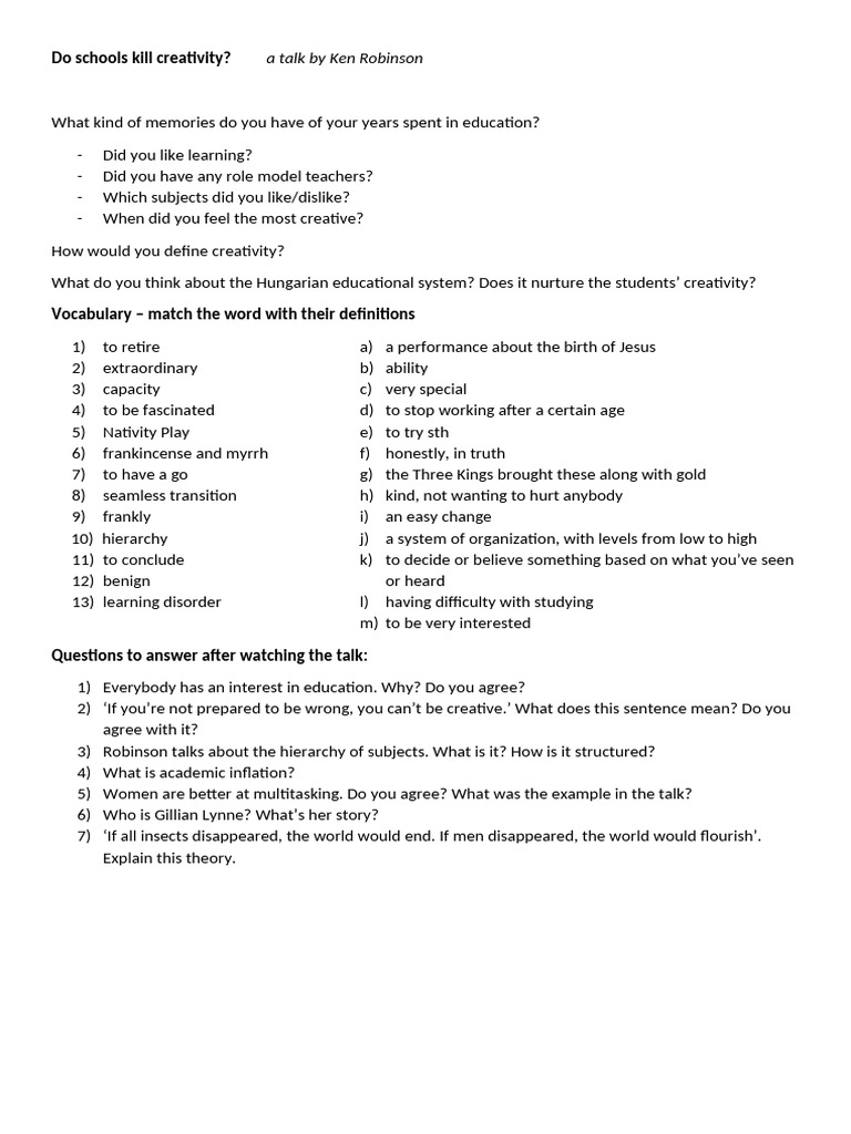 Ken Robinson Do Schools Kill Creativity | PDF