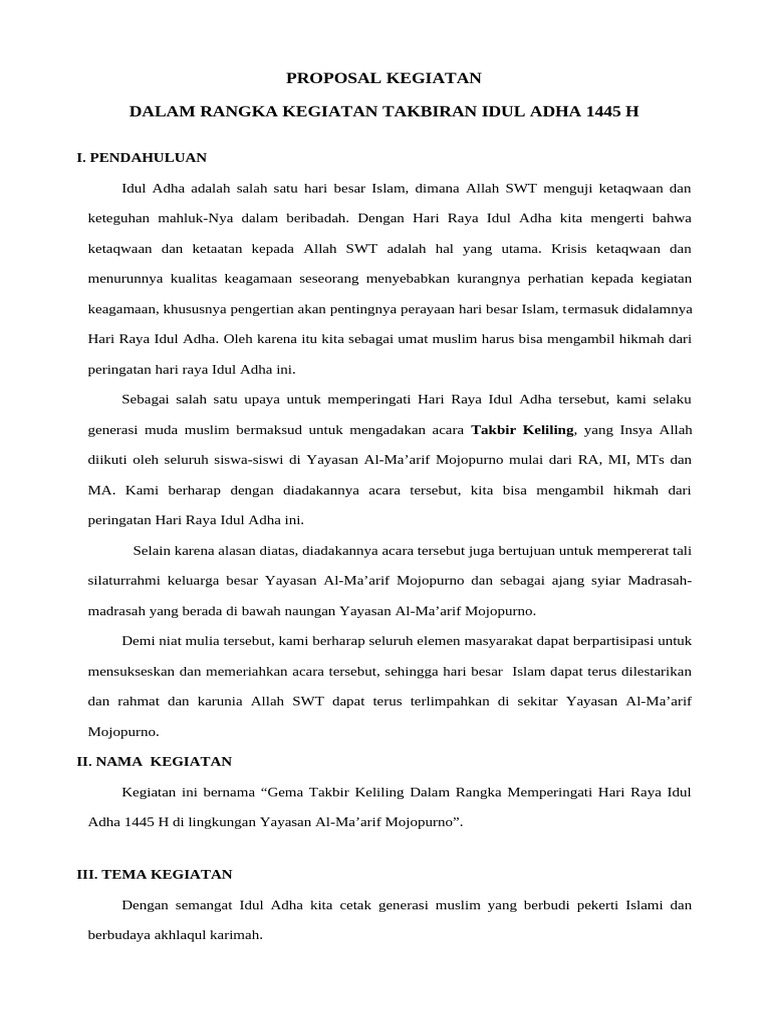 Proposal Takbir | PDF