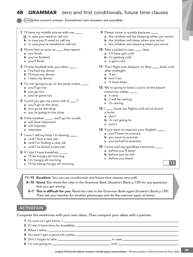 09. 4B (Zero First Conditionals + Future time clauses) | PDF