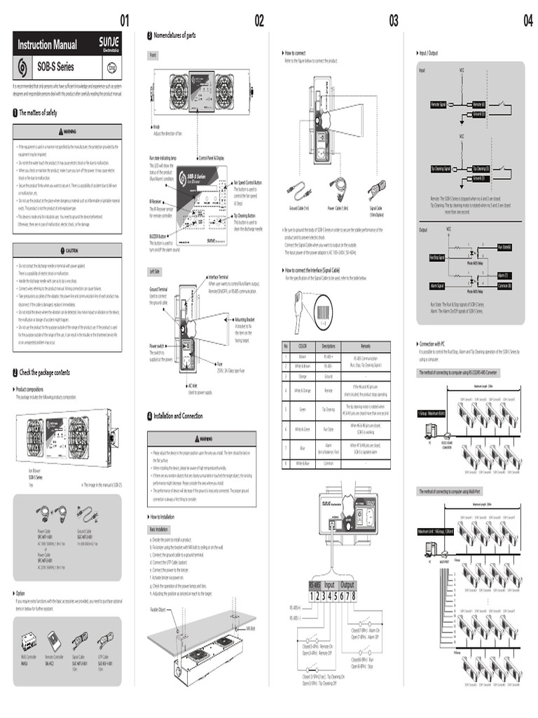 SOB-S Series Ionizer Installation Guide | PDF | Power Supply | Equipment
