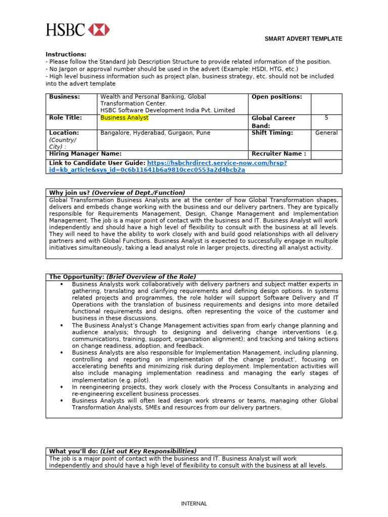 Business Analyst - GCB 5 AMG - JD | PDF | Business Analysis | Cognition