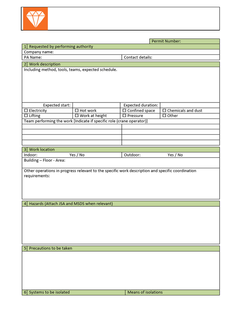 Offices Permit Form | PDF | Working Conditions | Occupational Safety ...