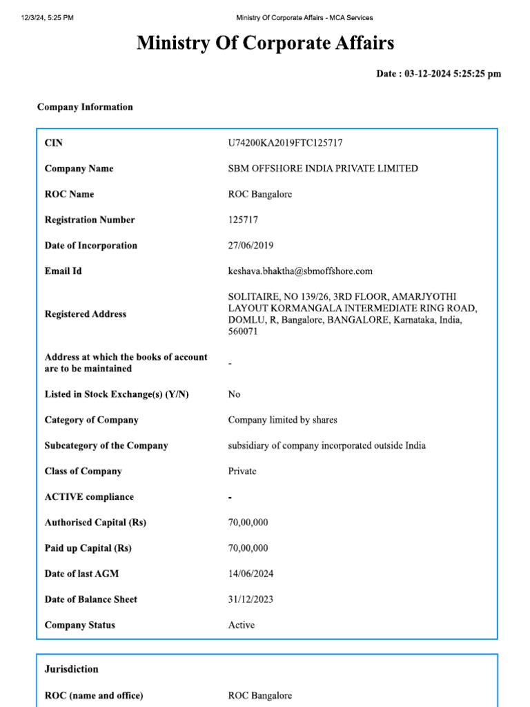 MCA Certificate | PDF