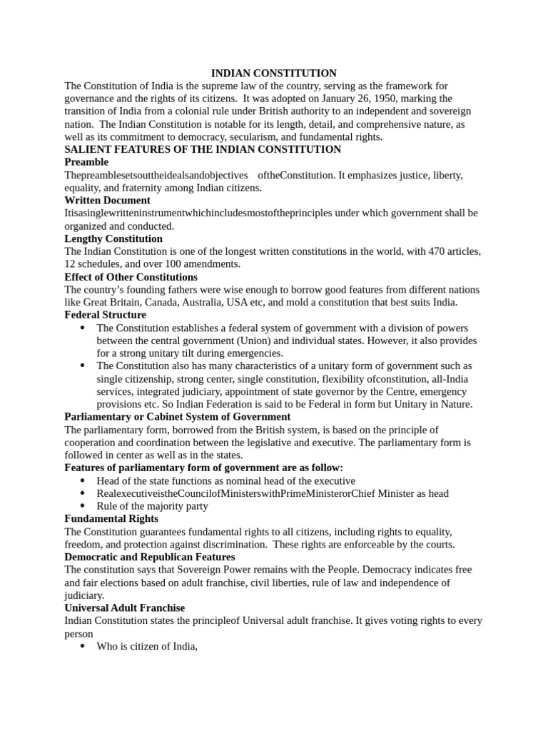 Introduction To Indian Constitution, Fundamental Rights, Human Rights Commission-Unit4 | PDF ...