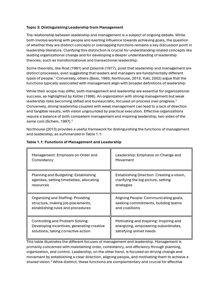 Leadership vs. Management Explained | PDF | Leadership | Behavioural ...
