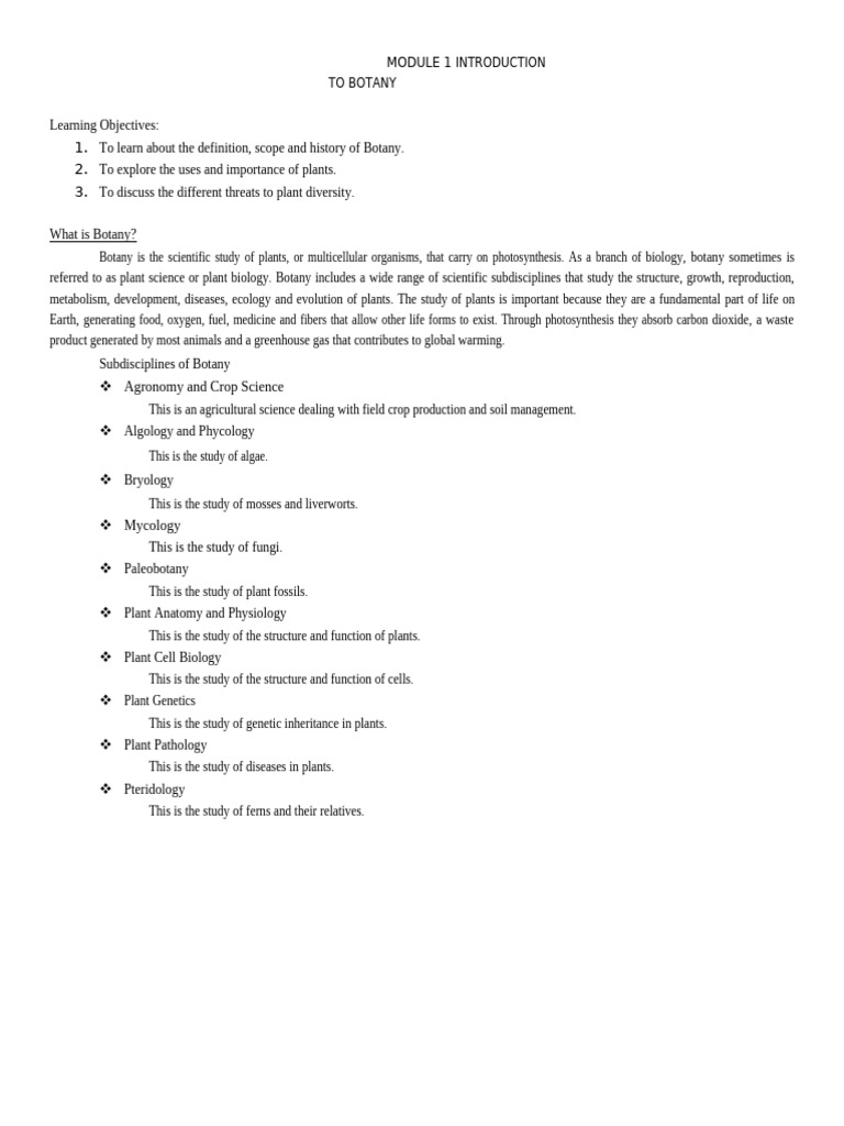 Introduction to Botany Overview | PDF | Botany | Plants