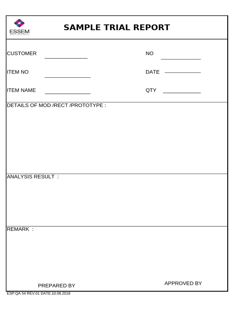 Sample Trial Report Blank Format | PDF