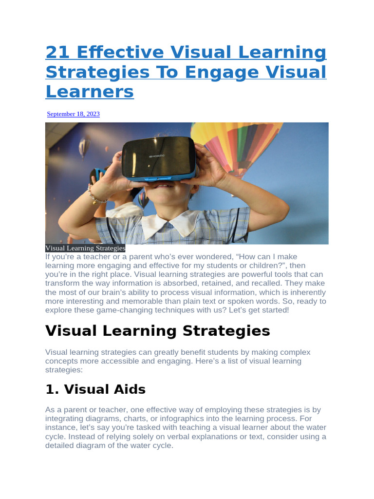 21 Effective Visual Learning Strategies To Engage Visual Learners | PDF ...