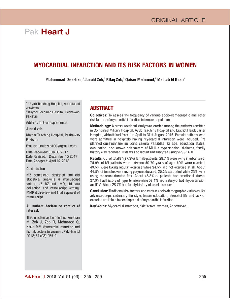 Myocadial Infarction in Female | PDF | Myocardial Infarction | Coronary ...