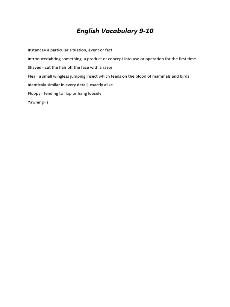 Vocabulary Words for Grades 9-10 | PDF