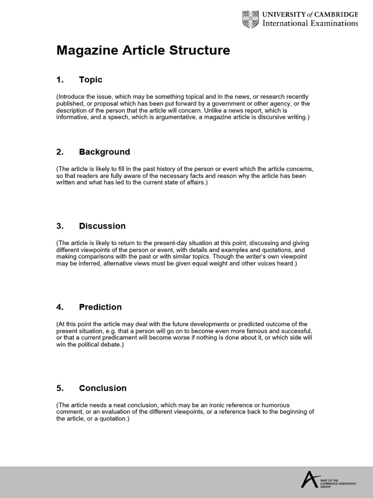 Magazine Article Structure | PDF