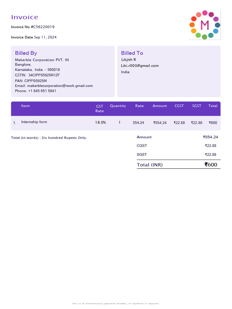 invoice-Likhith | PDF