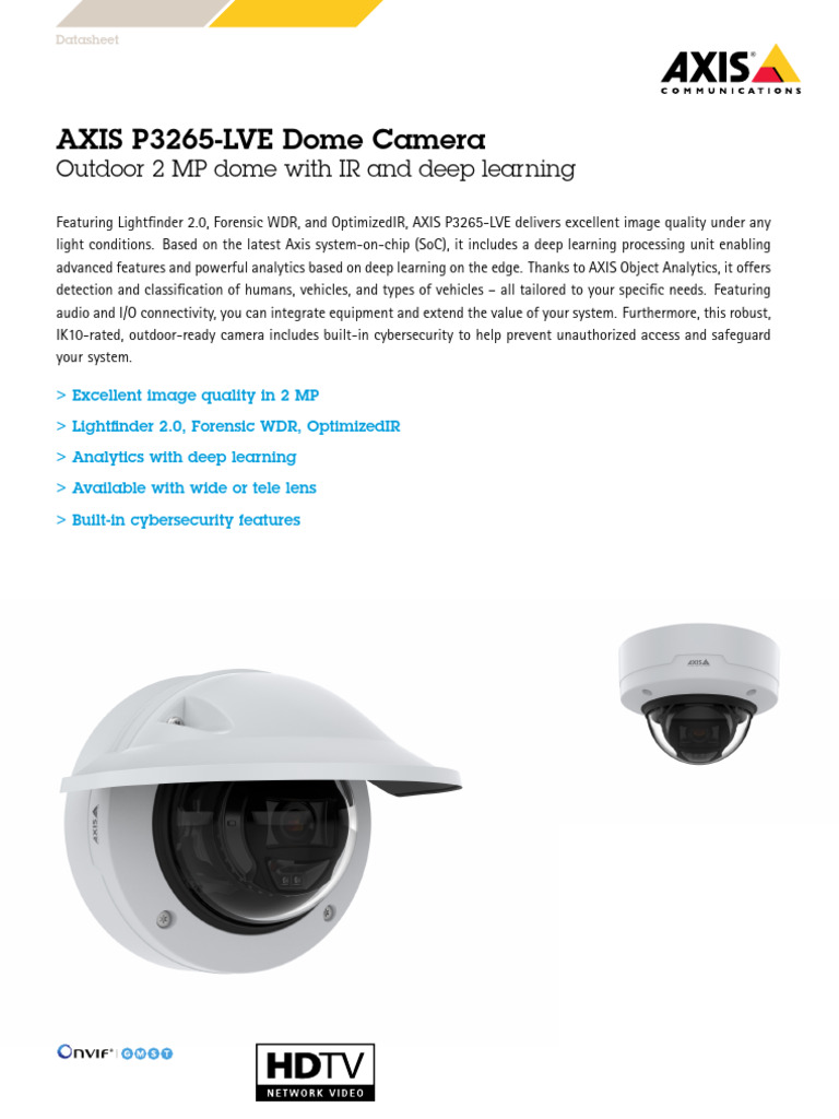 Datasheet Axis p3265 Lve Dome Camera en US 463524 | PDF | Camera | Frame Rate