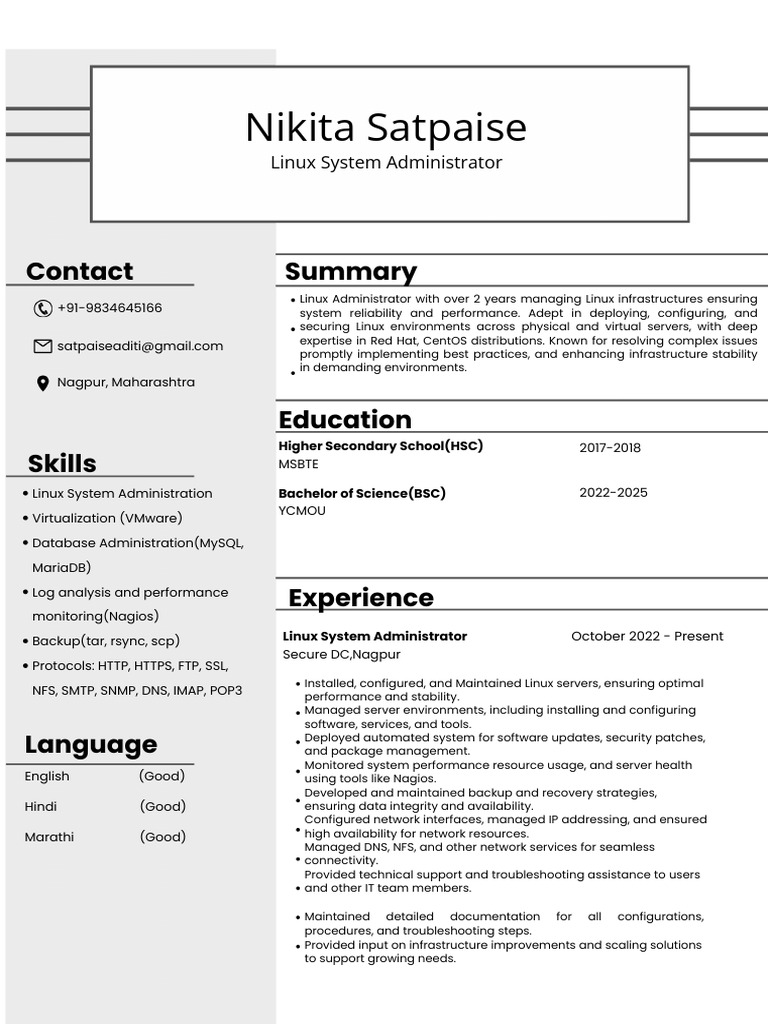 Nikita CV (2) | PDF | Linux | Domain Name System