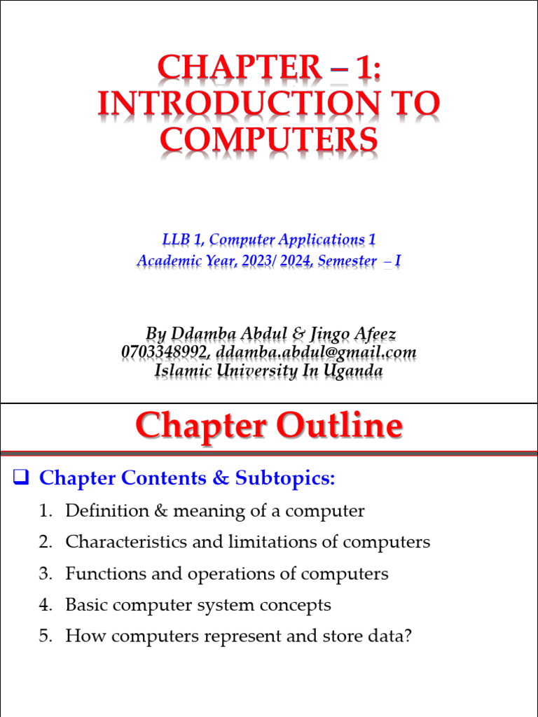 Chap 1 - Introduction to Computers - 1 Slide per Page | PDF | Input/Output | Bit