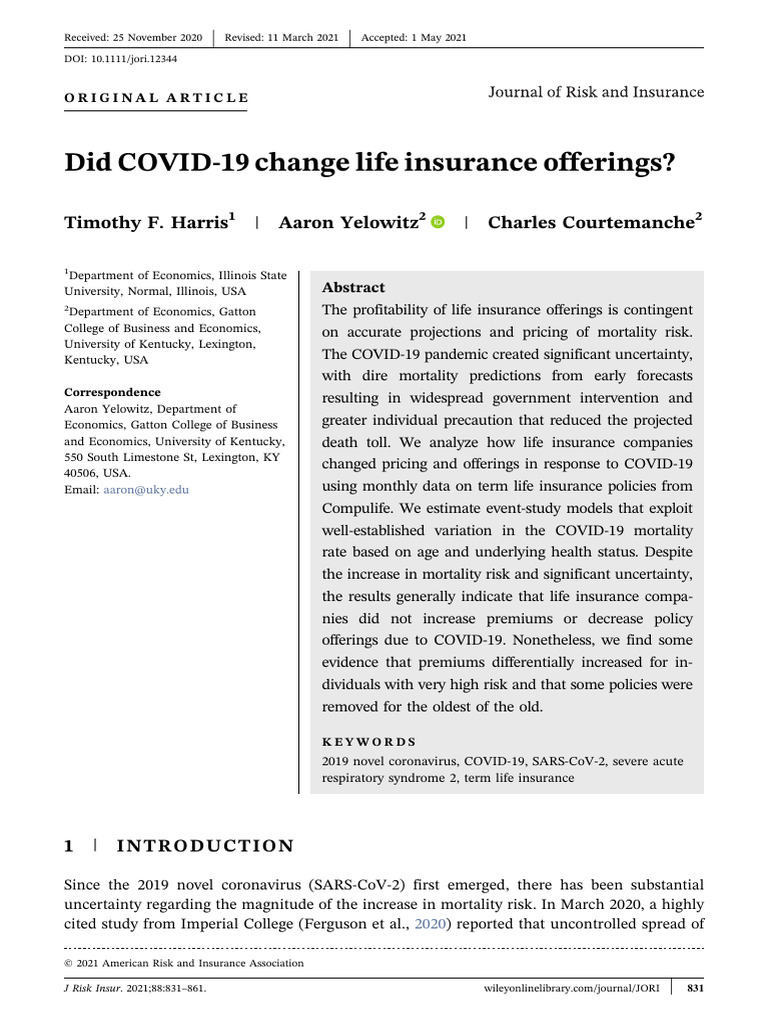 3) Did COVID‐19 Change Life Insurance Offerings | PDF | Insurance ...