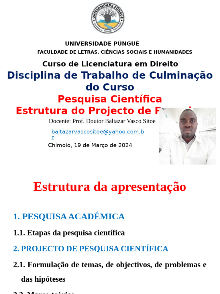 Estrutura Do Projecto de Pesquisa | PDF | Método científico | Science